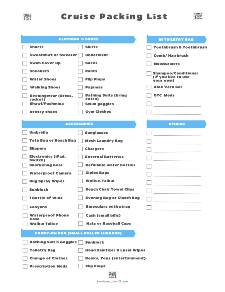 Free Cruise Packing List